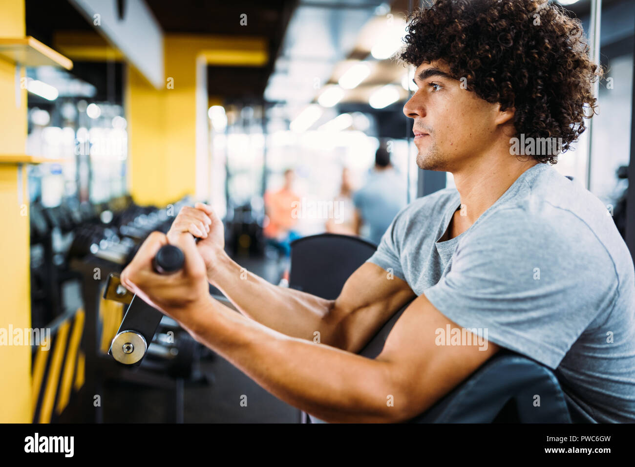Man doing biceps exercises hi-res stock photography and images - Alamy