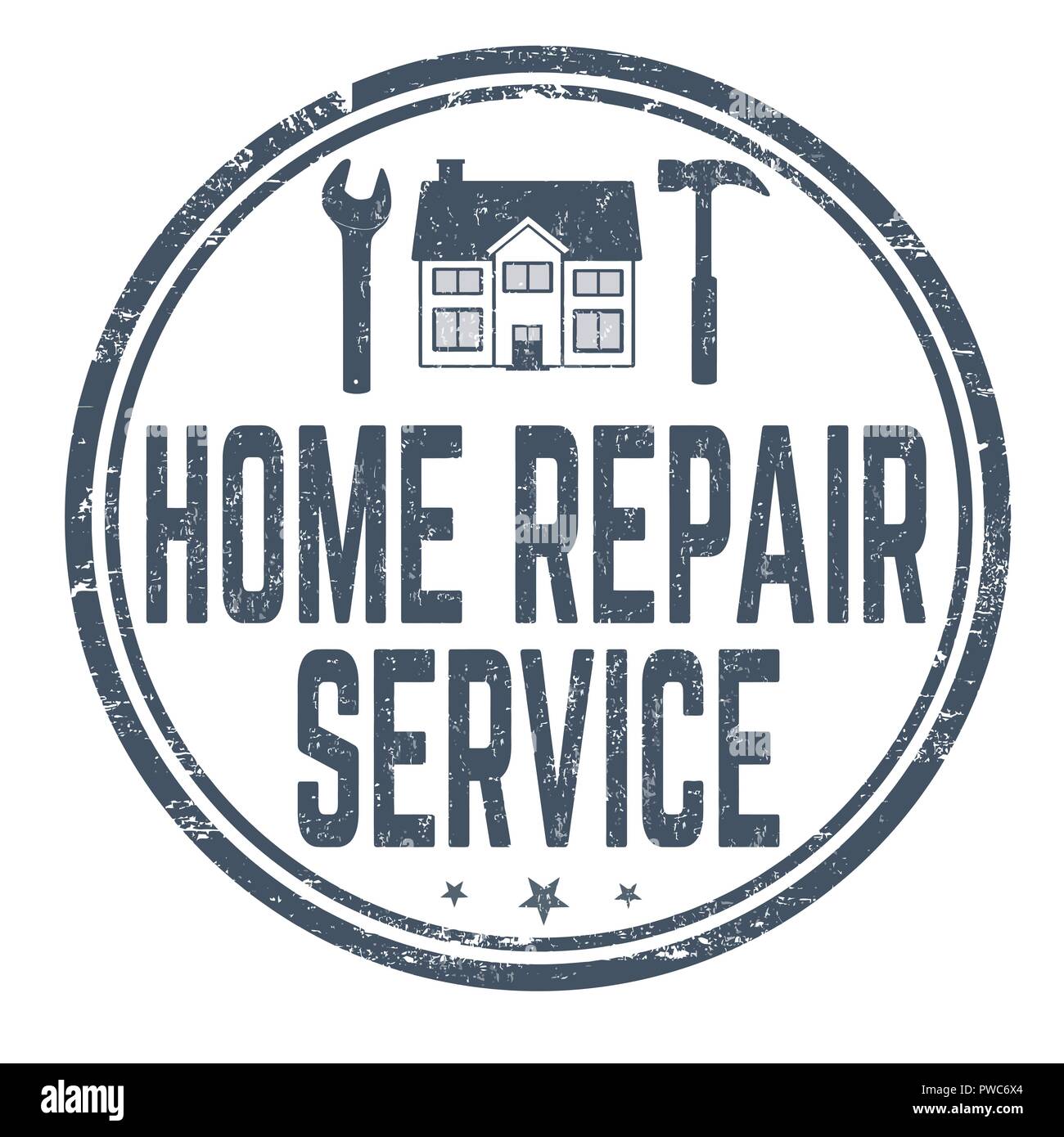 Home repair service sign or stamp on white background, vector ...
