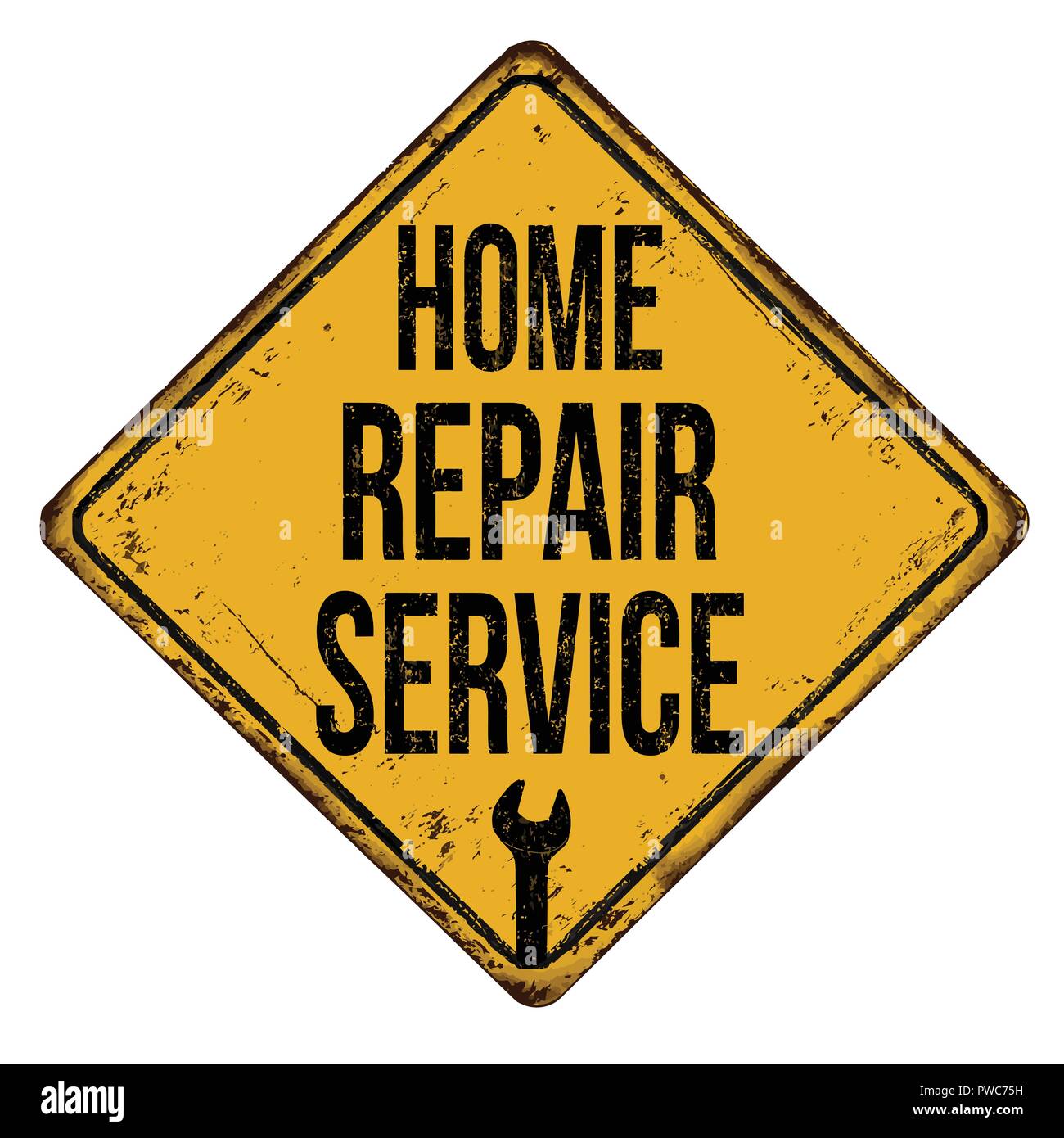 Home repair service vintage rusty metal sign on a white background ...