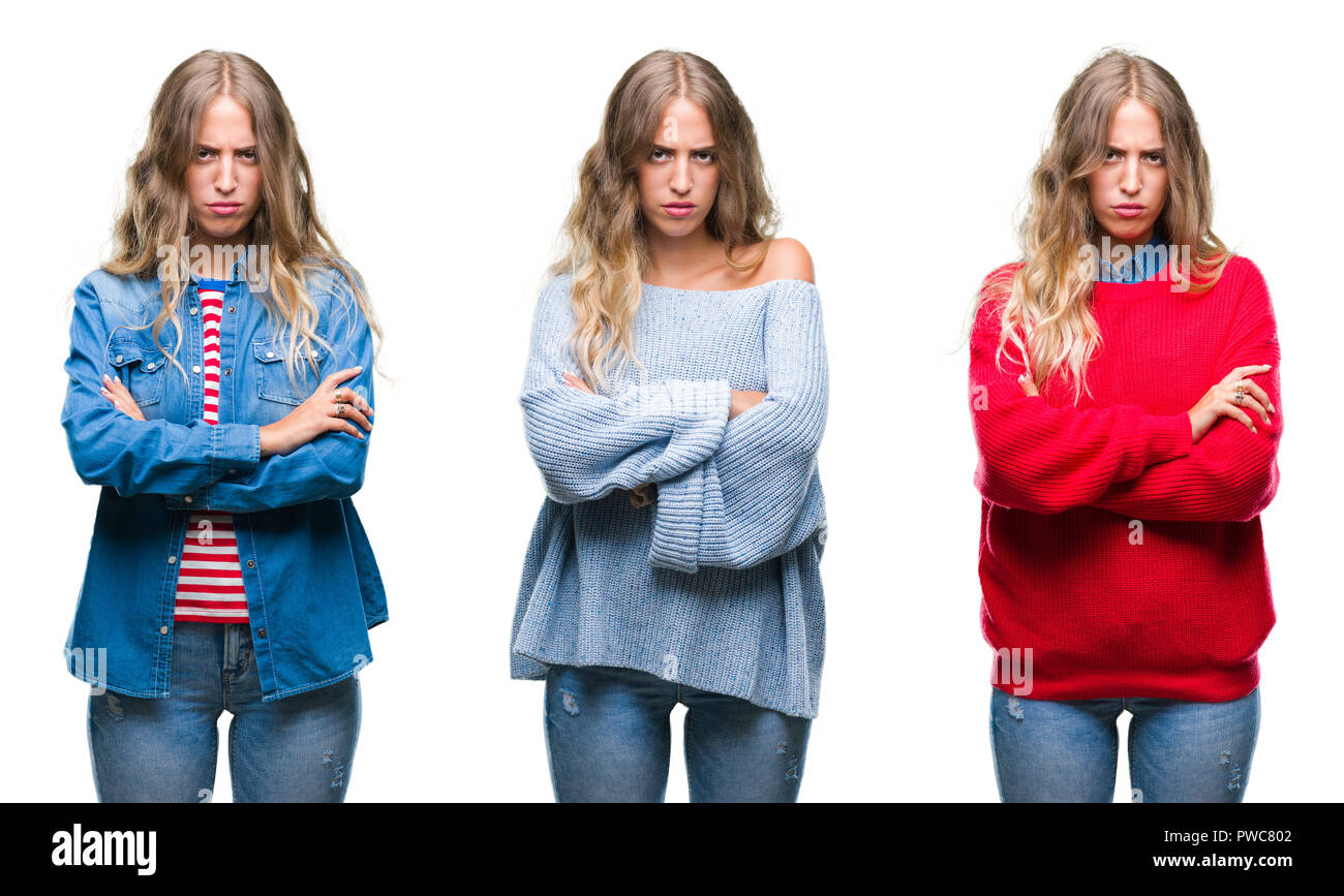 Young beautiful young woman over white isolated background skeptic and ...