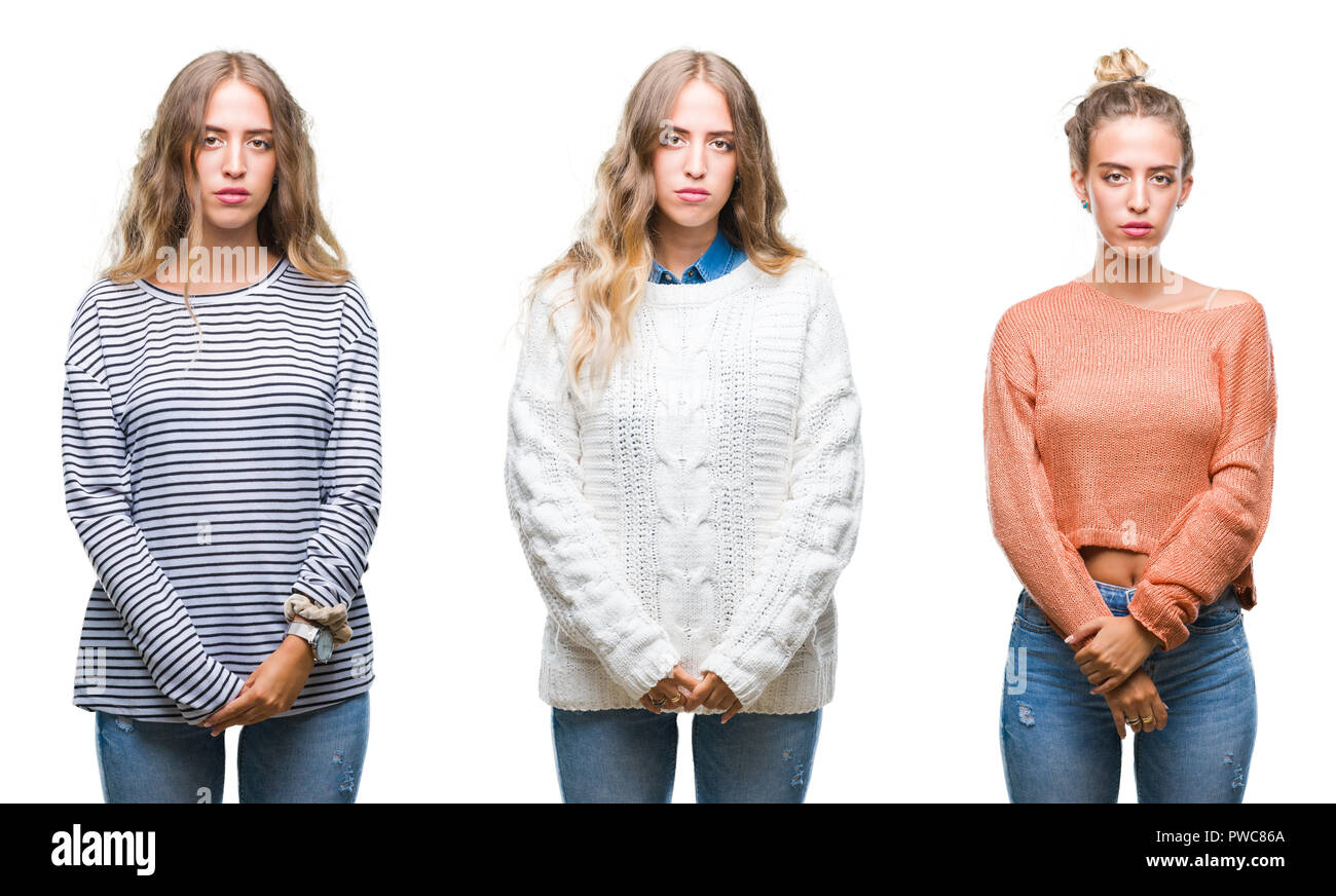 Young beautiful young woman wearing casual look over white isolated ...