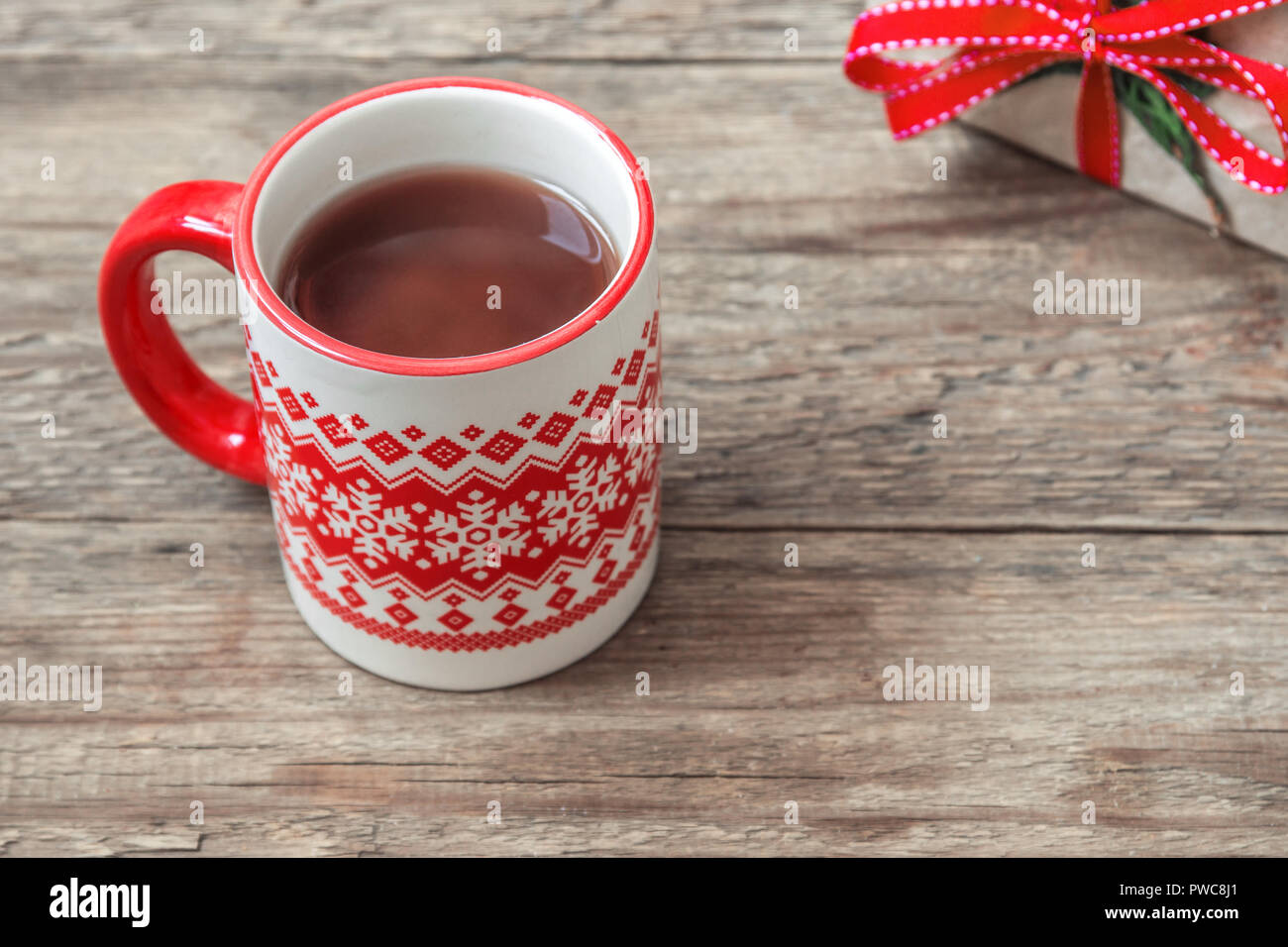 Christmas Hot Chocolate over rustic wooden background. Homemade Hot ...