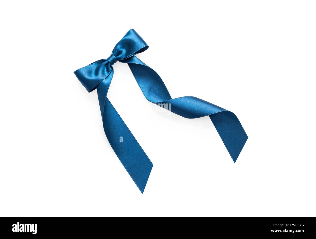 Blue bow isolated on white background. Close-up Stock Photo - Alamy