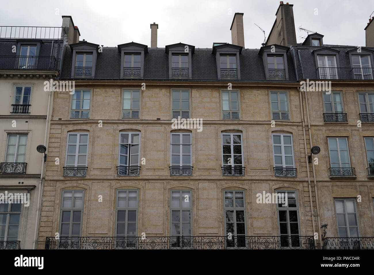 paris roof chimney and cityview landscape Stock Photo - Alamy