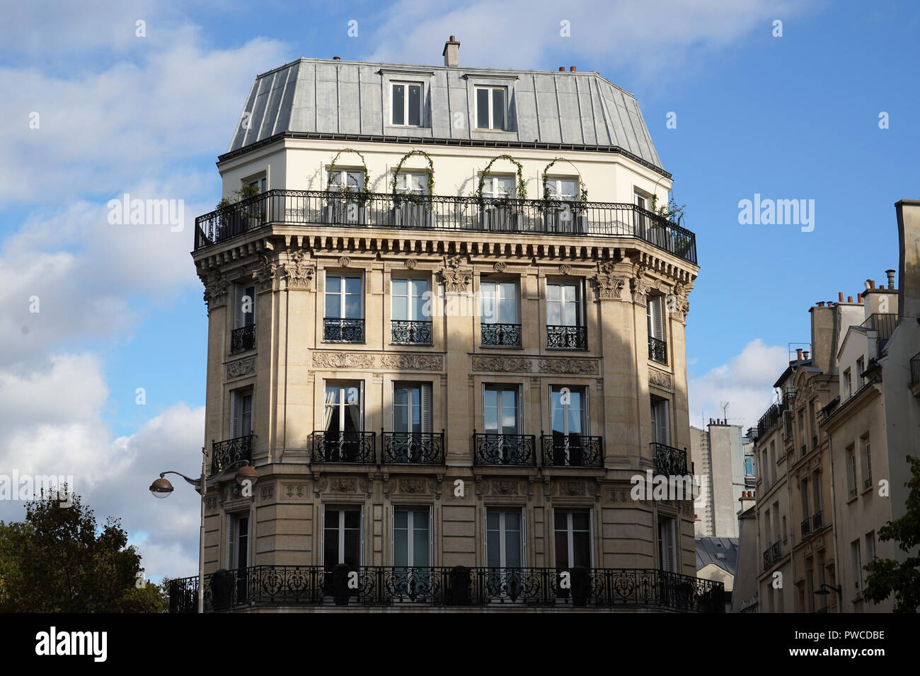 paris roof chimney and cityview landscape Stock Photo - Alamy