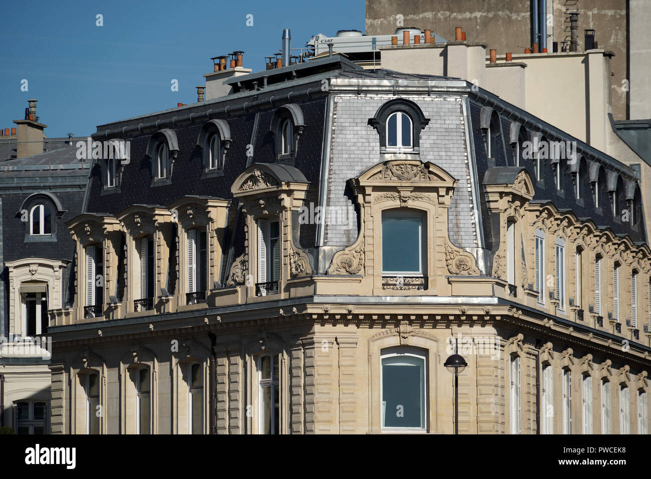 paris roof chimney and cityview landscape Stock Photo - Alamy