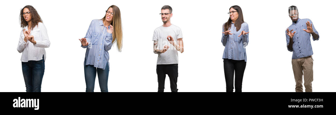 Group and team of young business people over isolated white background ...