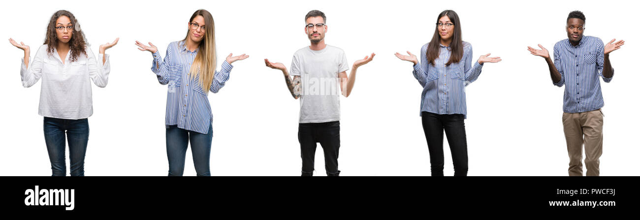 Group and team of young business people over isolated white background ...