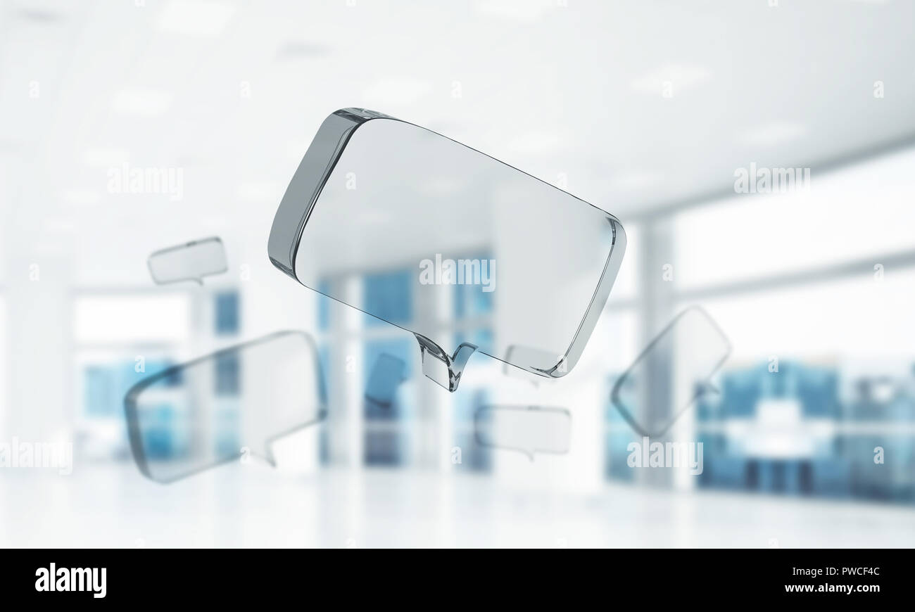 Concept of communication by glass empty chat icon on office back Stock ...