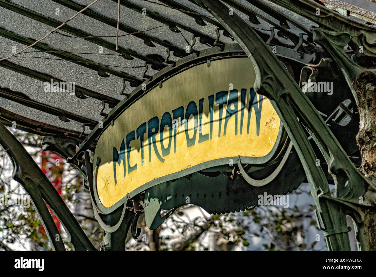 old Paris Metro Metropolitain Sign liberty style Stock Photo - Alamy