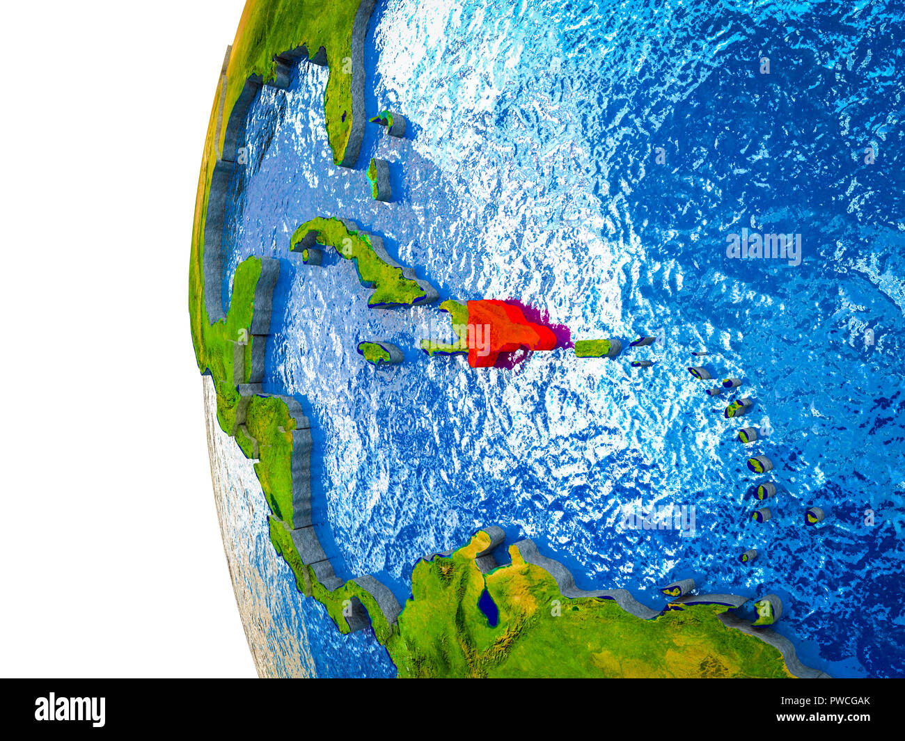 Dominican Republic highlighted on 3D Earth with visible countries and ...