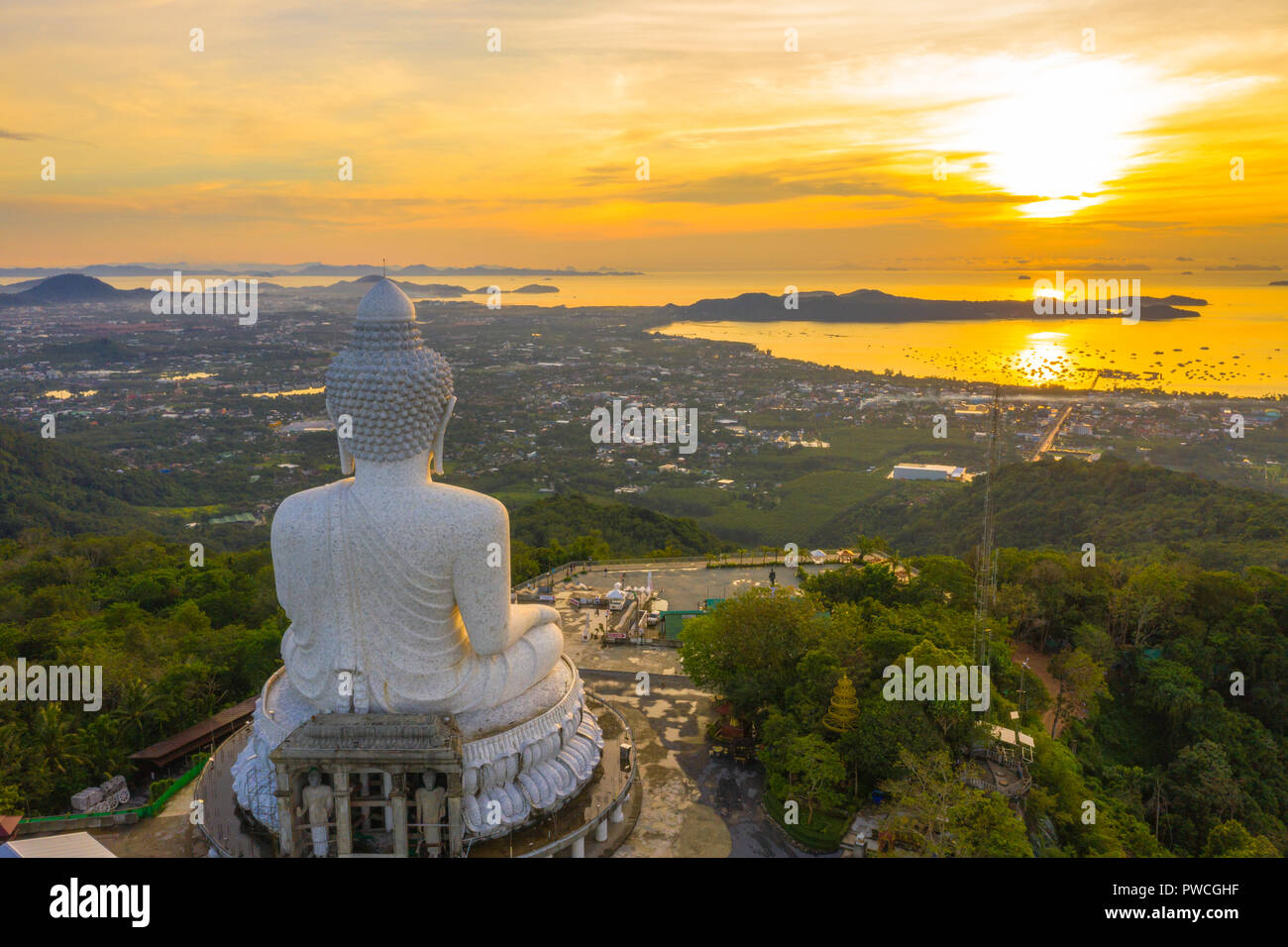 aerial view Phuket Big Buddha is one of the island most important and ...