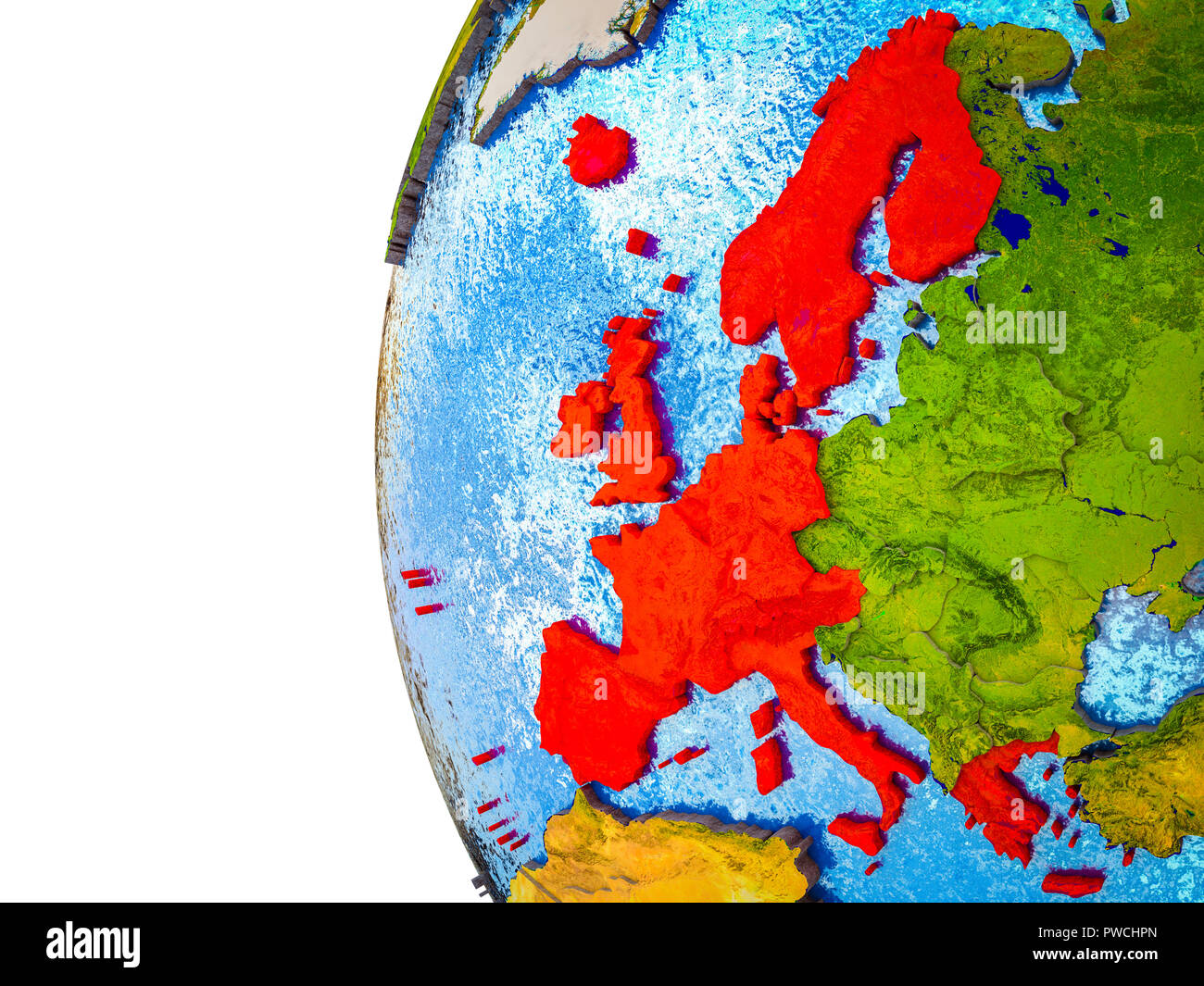 Western Europe highlighted on 3D Earth with visible countries and ...