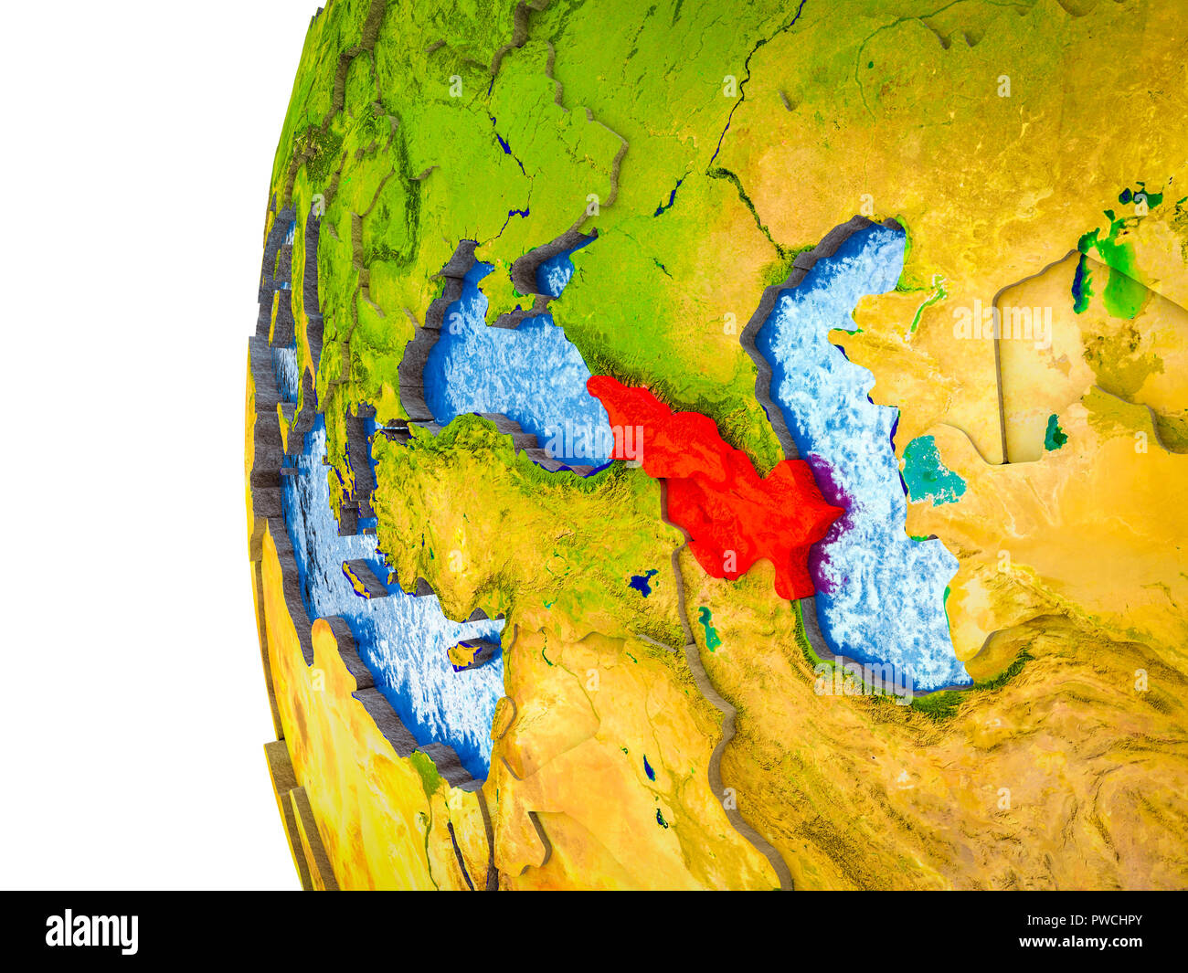 Caucasus region highlighted on 3D Earth with visible countries and ...