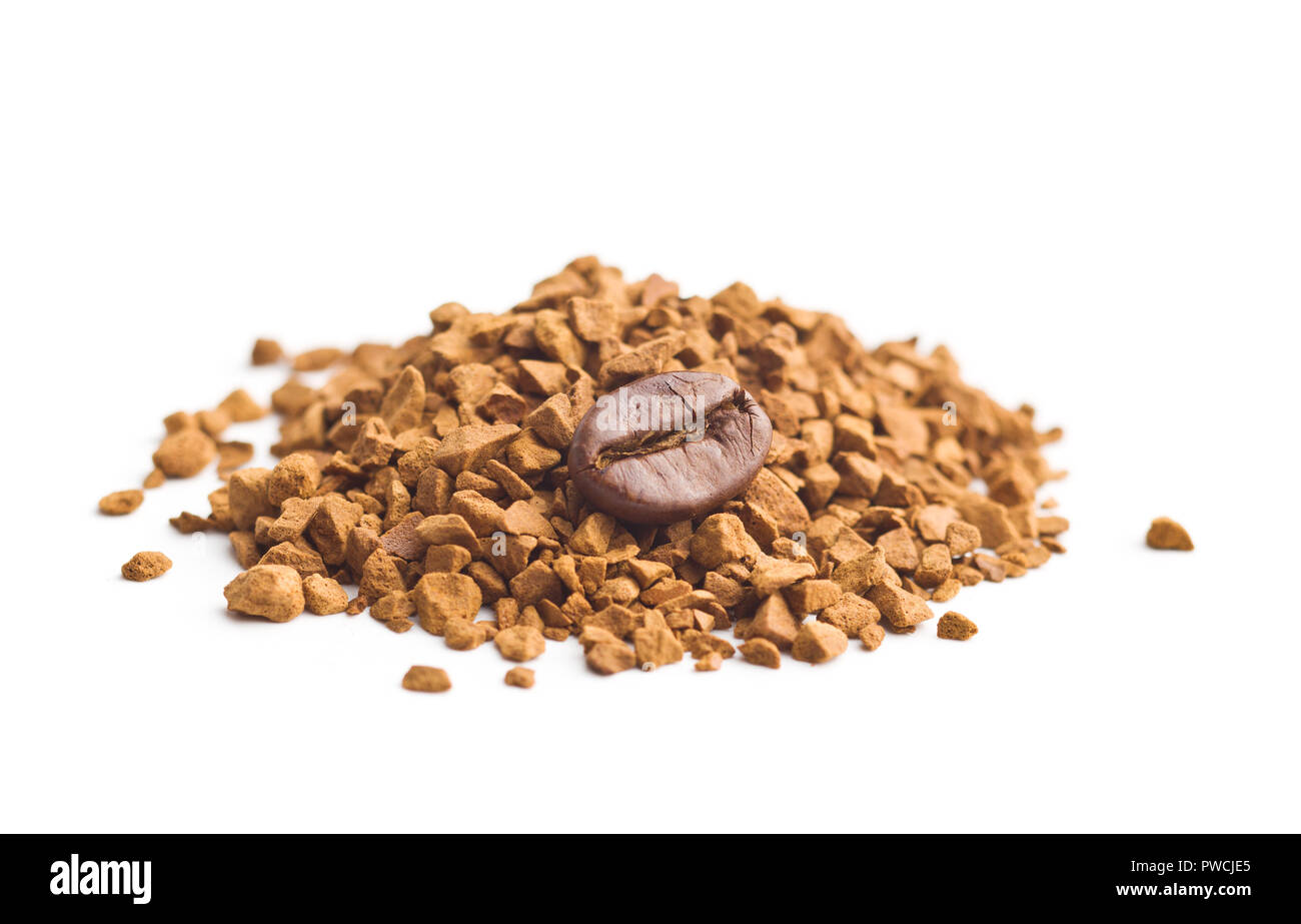 The instant coffee and coffee beans isolated on white background Stock ...