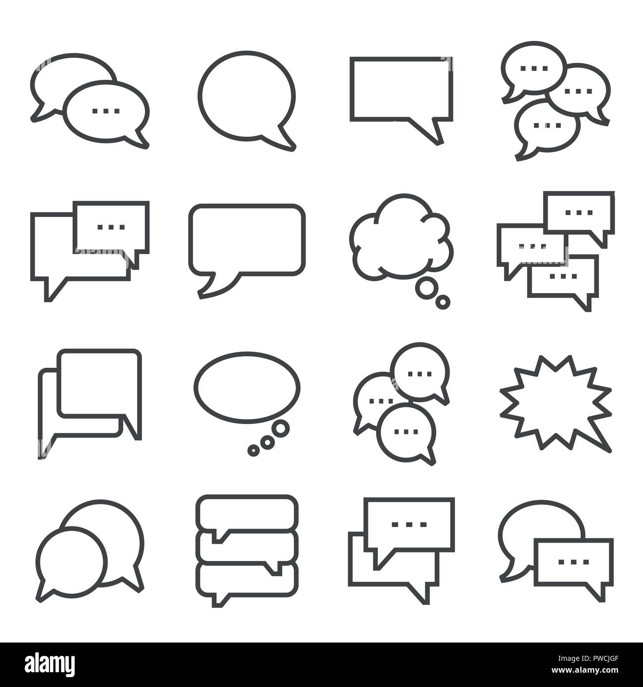 Vector line Speech bubbles icons set on white background Stock Vector ...