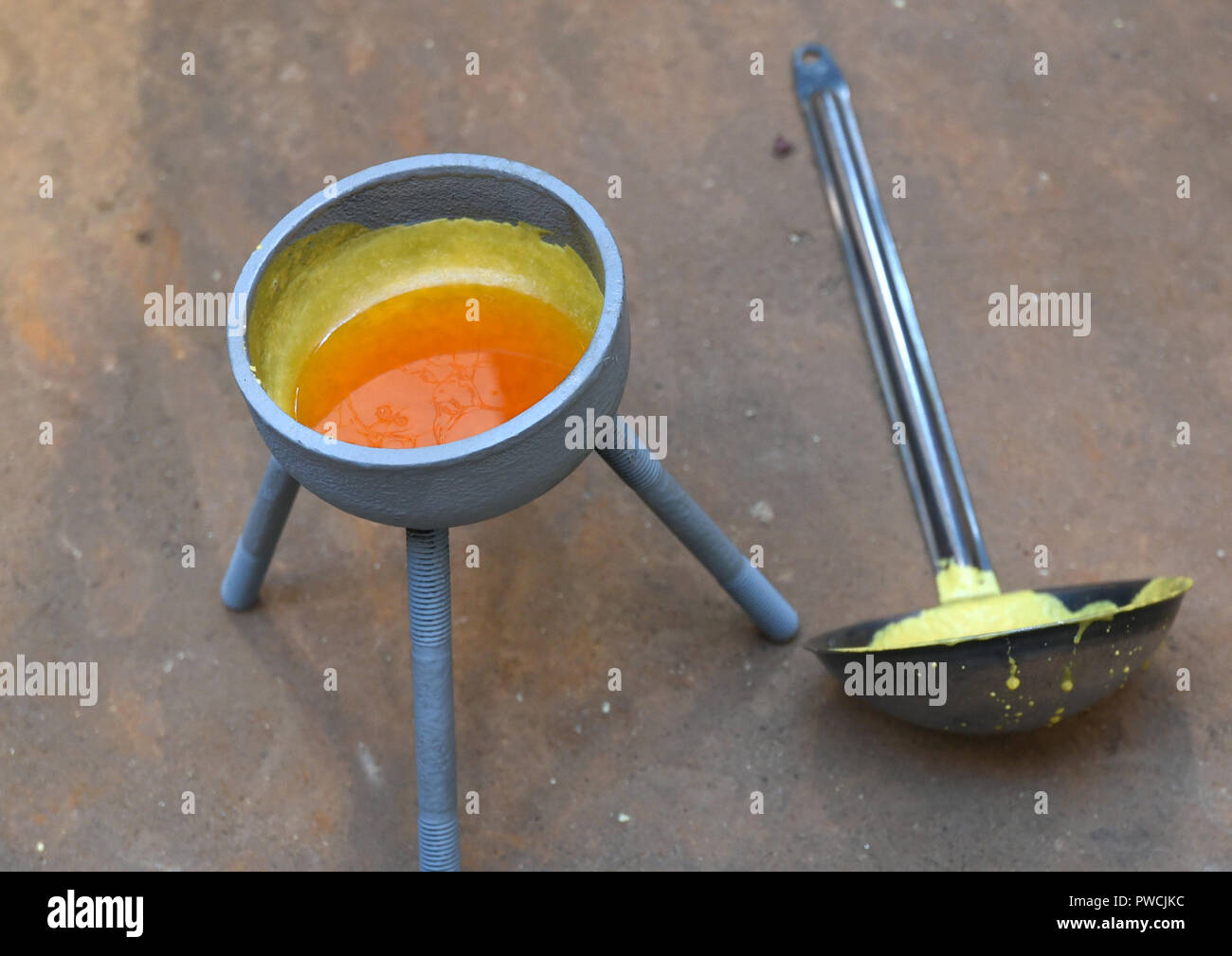 Liquid sulfur produced from natural gaz at PAO Gazprom, Astrakhan ...
