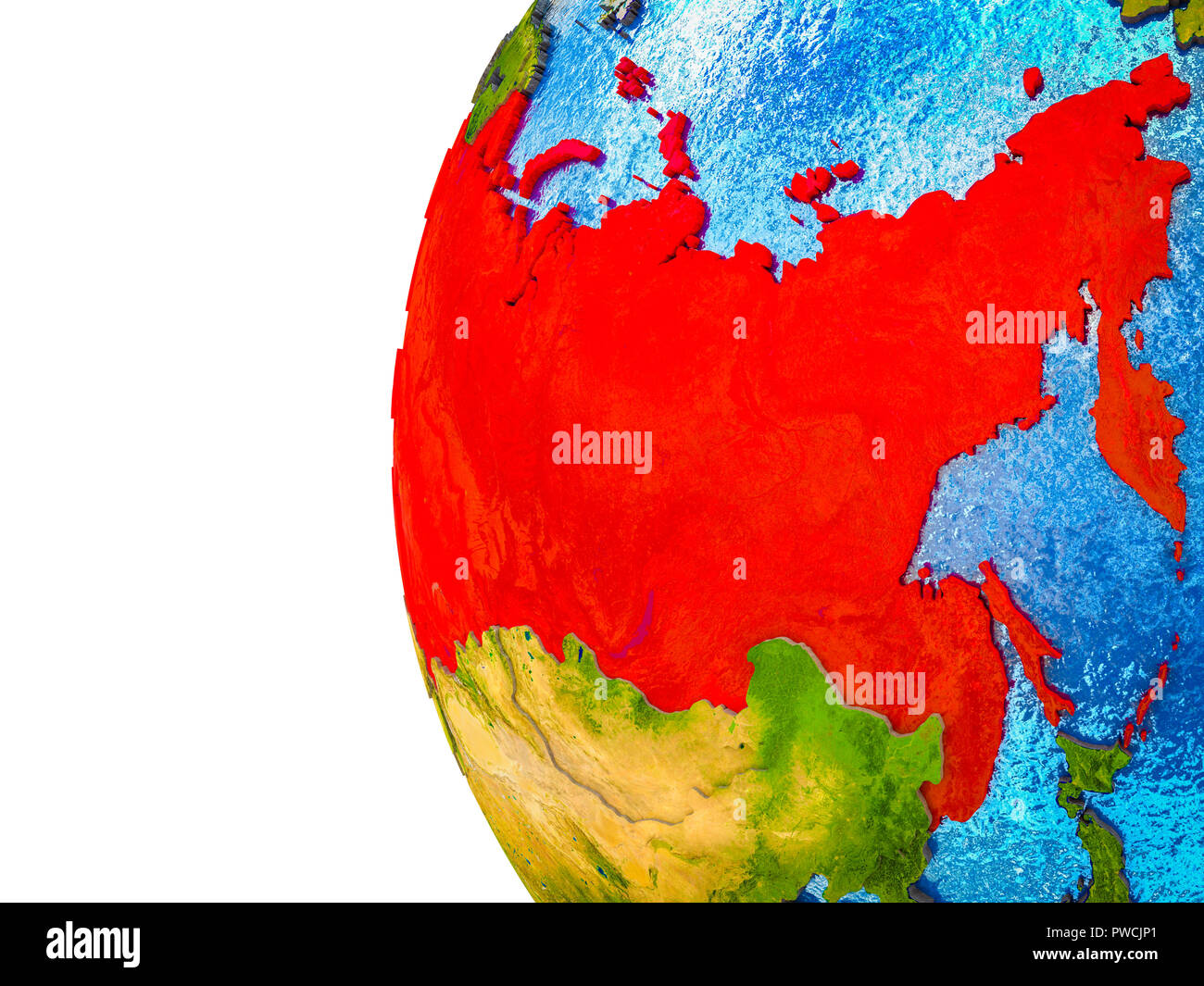 Former Soviet Union highlighted on 3D Earth with visible countries and ...
