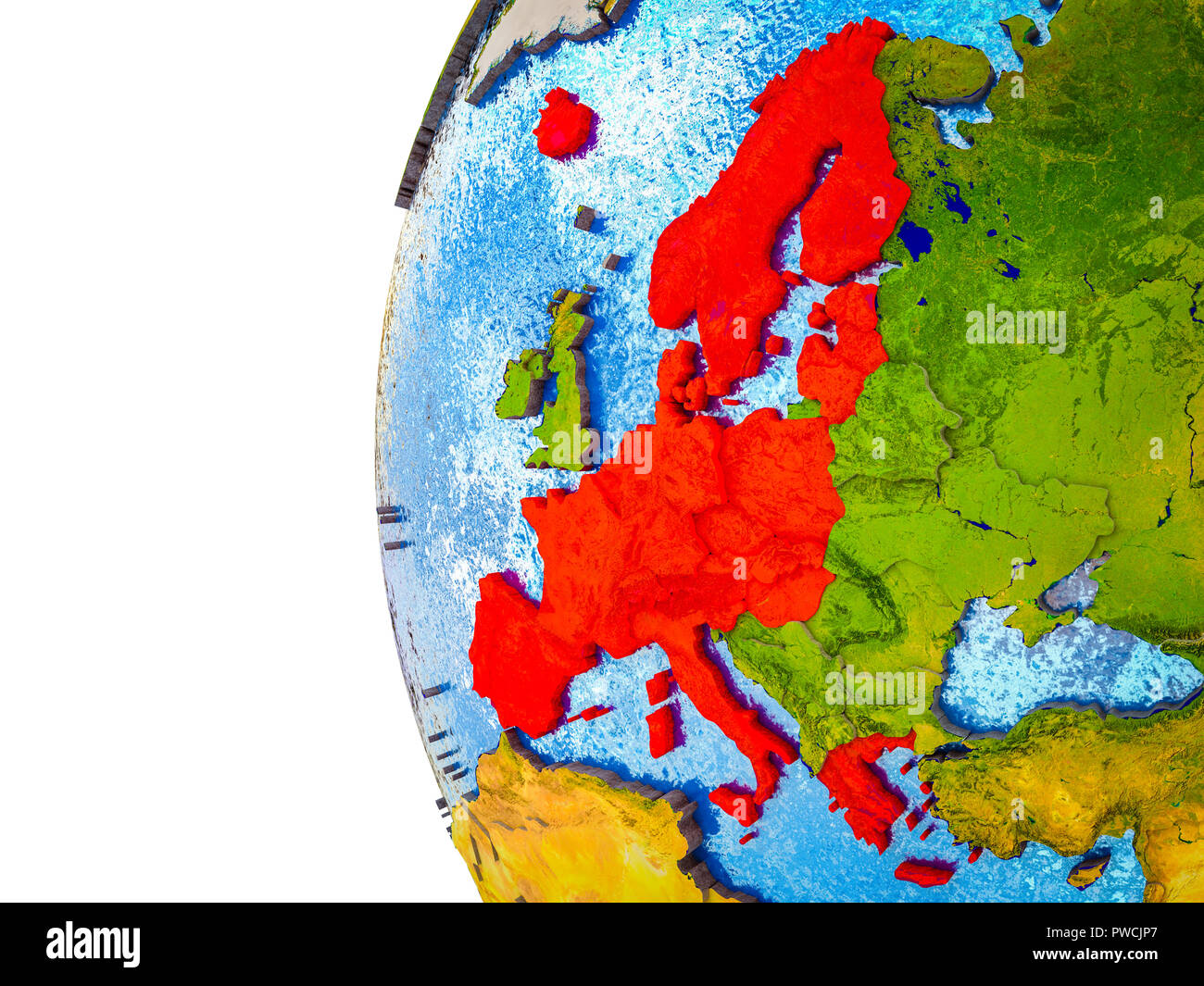 Schengen Area members highlighted on 3D Earth with visible countries ...