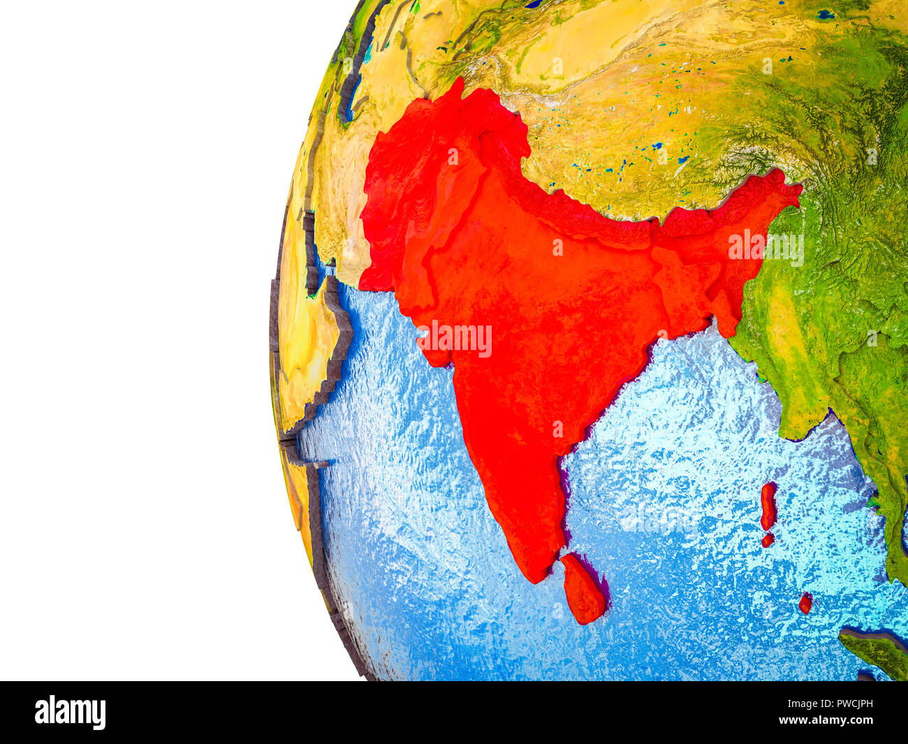 SAARC memeber states highlighted on 3D Earth with visible countries and ...