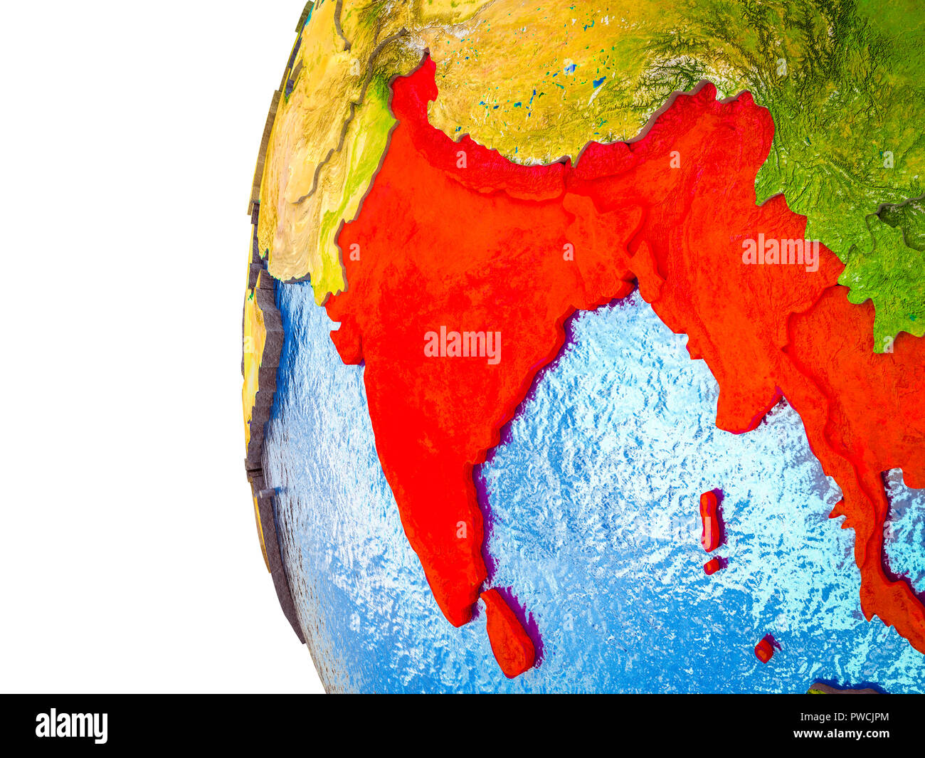 BIMSTEC memeber states highlighted on 3D Earth with visible countries ...