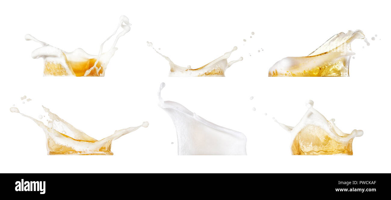 beer splashes collection Stock Photo - Alamy