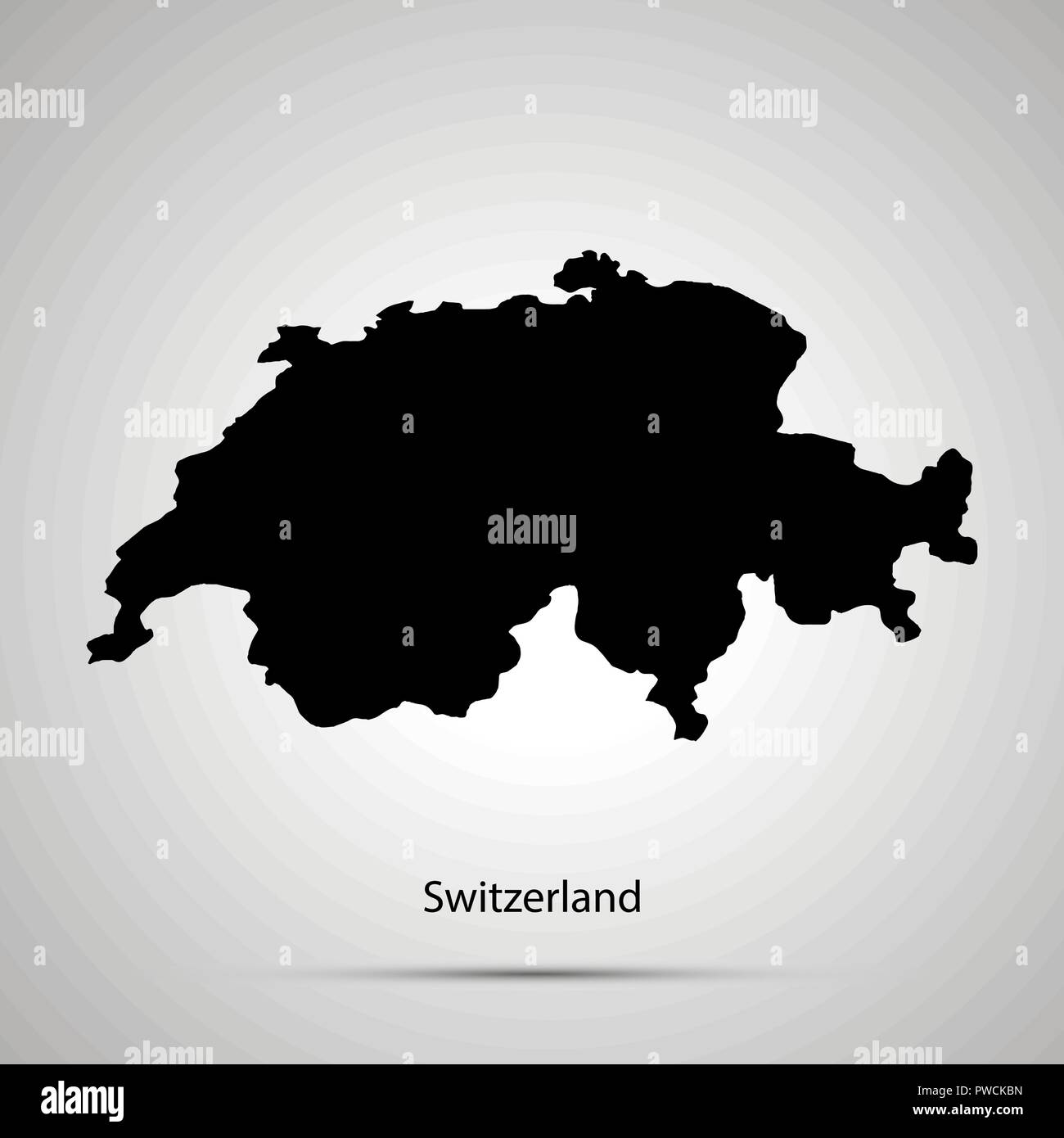 Switzerland country map, simple black silhouette Stock Vector Image ...