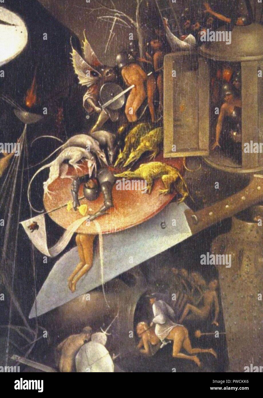 Vintage illustration depicting demons and hell Stock Photo - Alamy