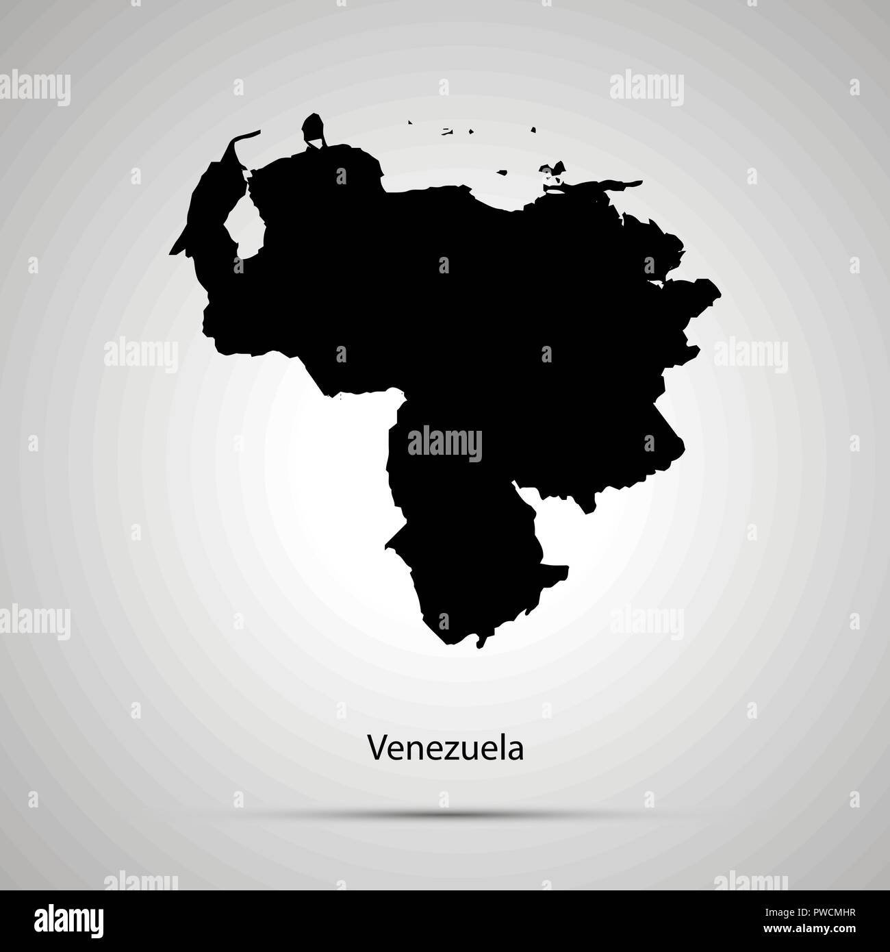 Venezuela country map, simple black silhouette Stock Vector Image & Art ...