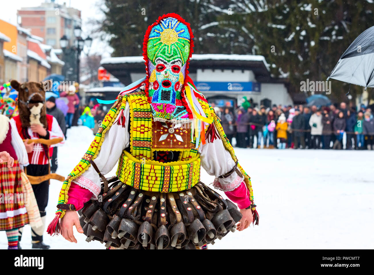 Razlog, Bulgaria - January 14, 2017: People in traditional carnival ...