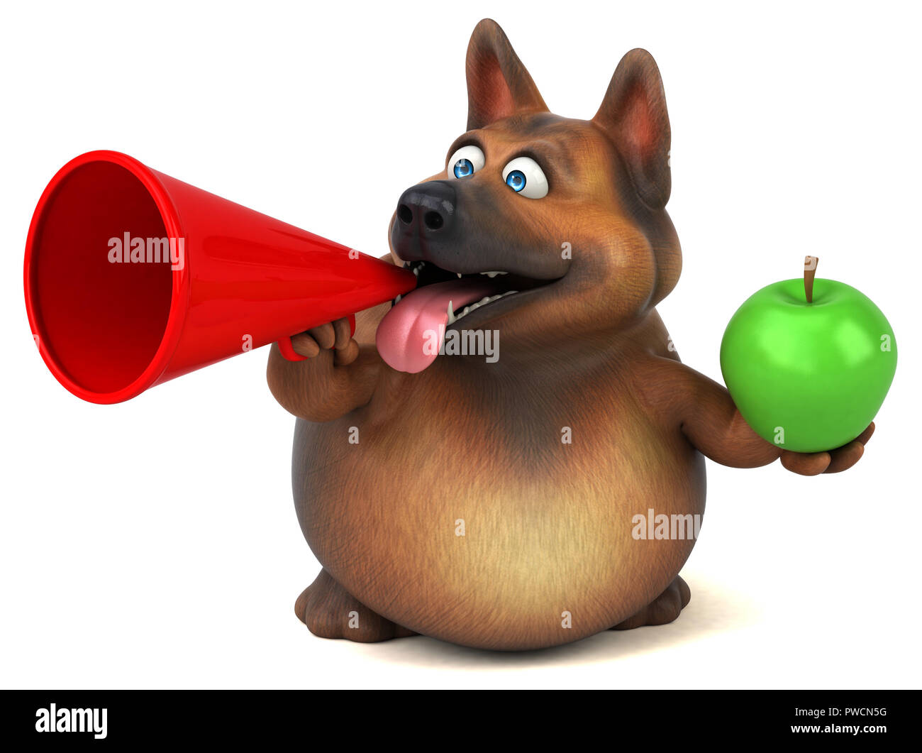 Fun german shepherd dog - 3D Illustration Stock Photo - Alamy