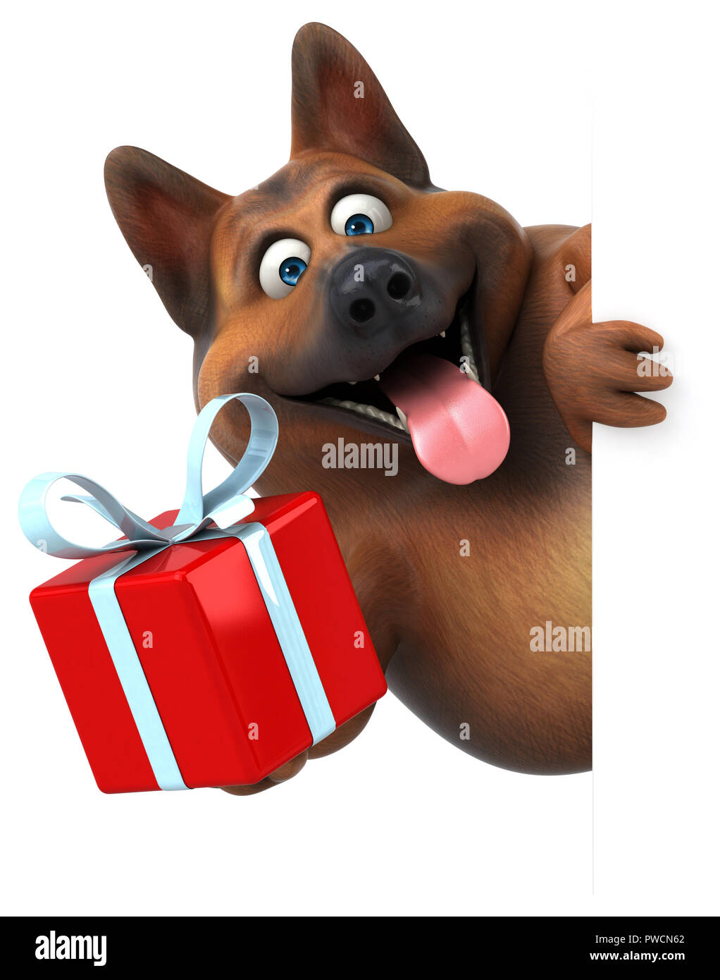 Fun german shepherd dog - 3D Illustration Stock Photo - Alamy