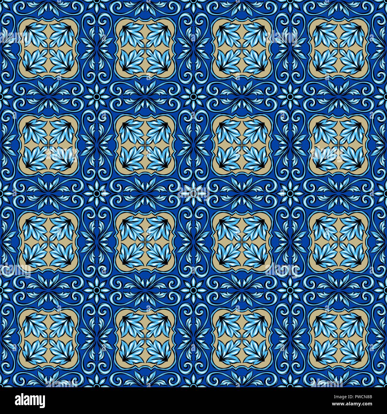 Portuguese azulejo ceramic tile pattern Stock Vector Image & Art - Alamy