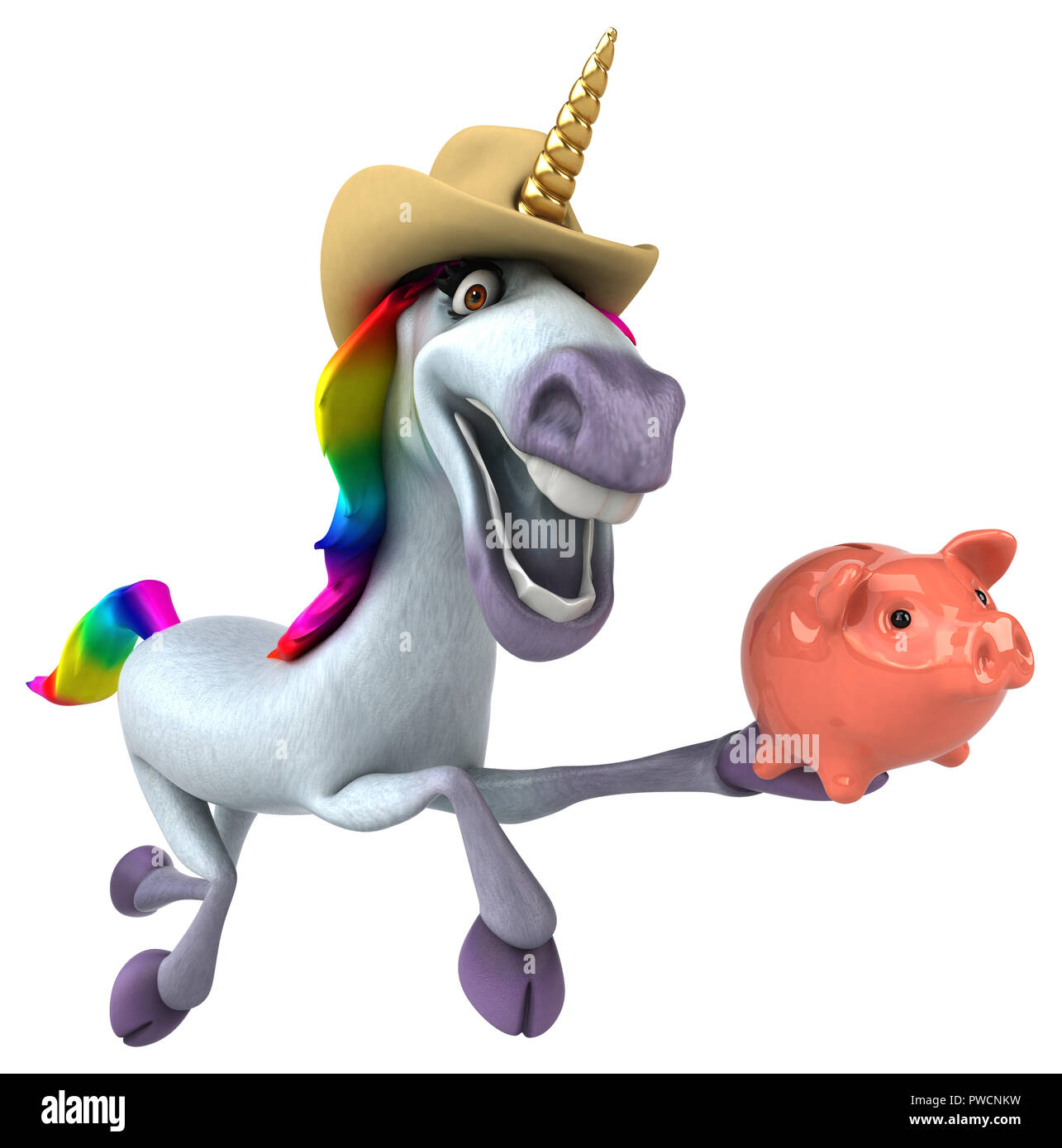 Fun unicorn - 3D Illustration Stock Photo - Alamy