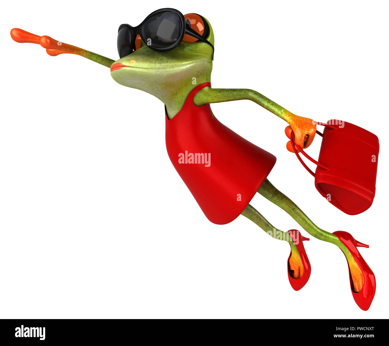 Fun woman frog - 3D Illustration Stock Photo - Alamy