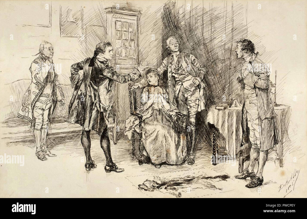 Abbey Edwin Austin - Illustration to 'she Stoops to Conquer' 2 Stock ...