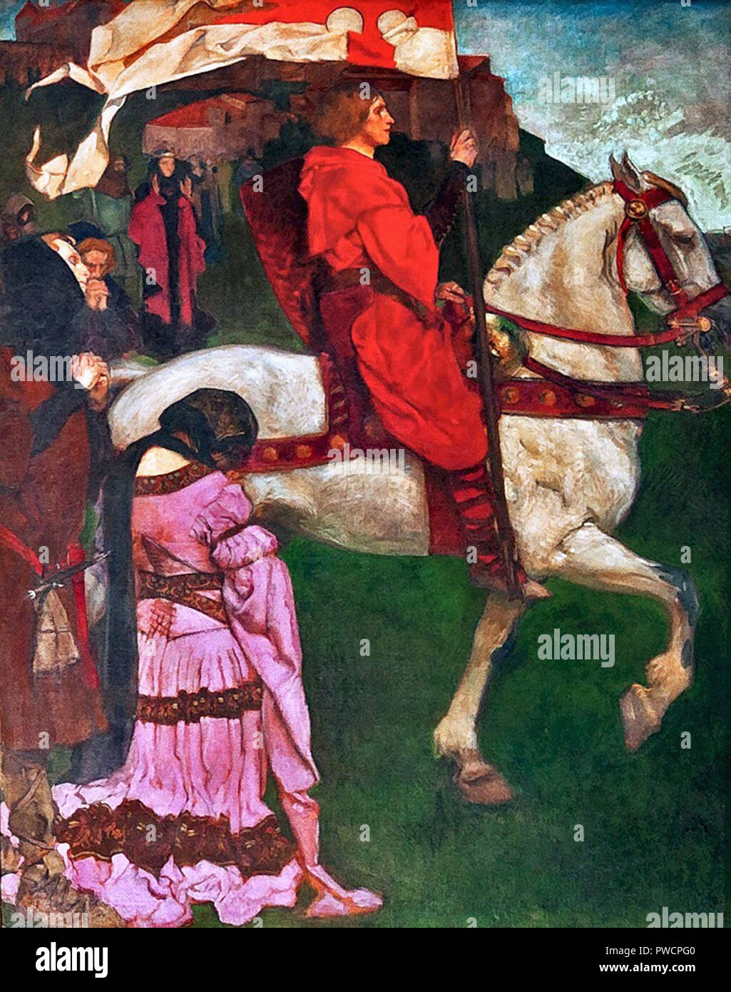 Abbey Edwin Austin - the Quest and Achievement of the Holy Grail Stock ...