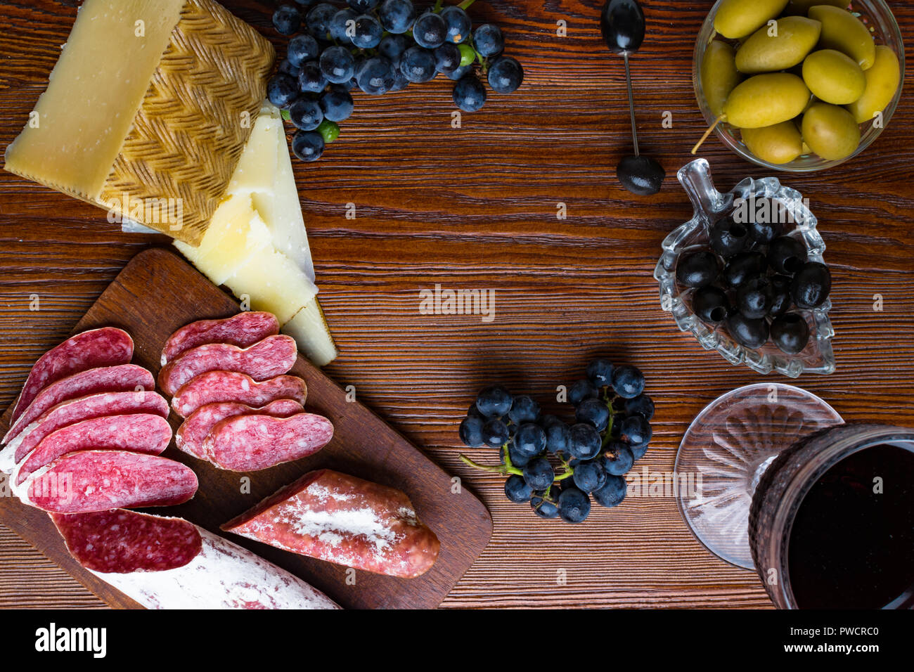 Platter with sliced Italian hard cheese pecorino toscano, homemade ...