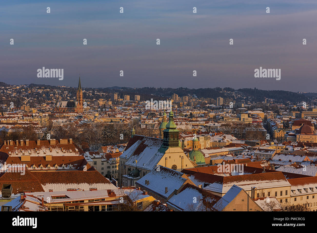 Aerial view of Graz in winter Stock Photo - Alamy