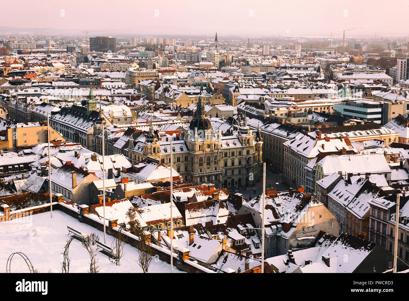 Aerial view of Graz in winter Stock Photo - Alamy