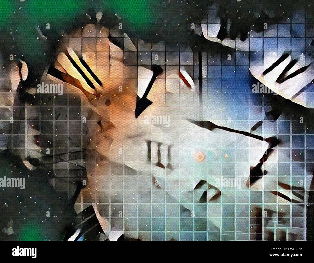 Abstract canvas. Roman numbers and clock hands symbolizes time Stock ...