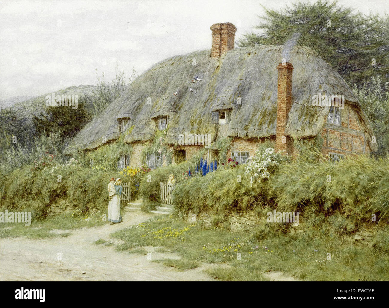 Allingham Helen - an Old Cottage near Downton Wiltshire Stock Photo - Alamy