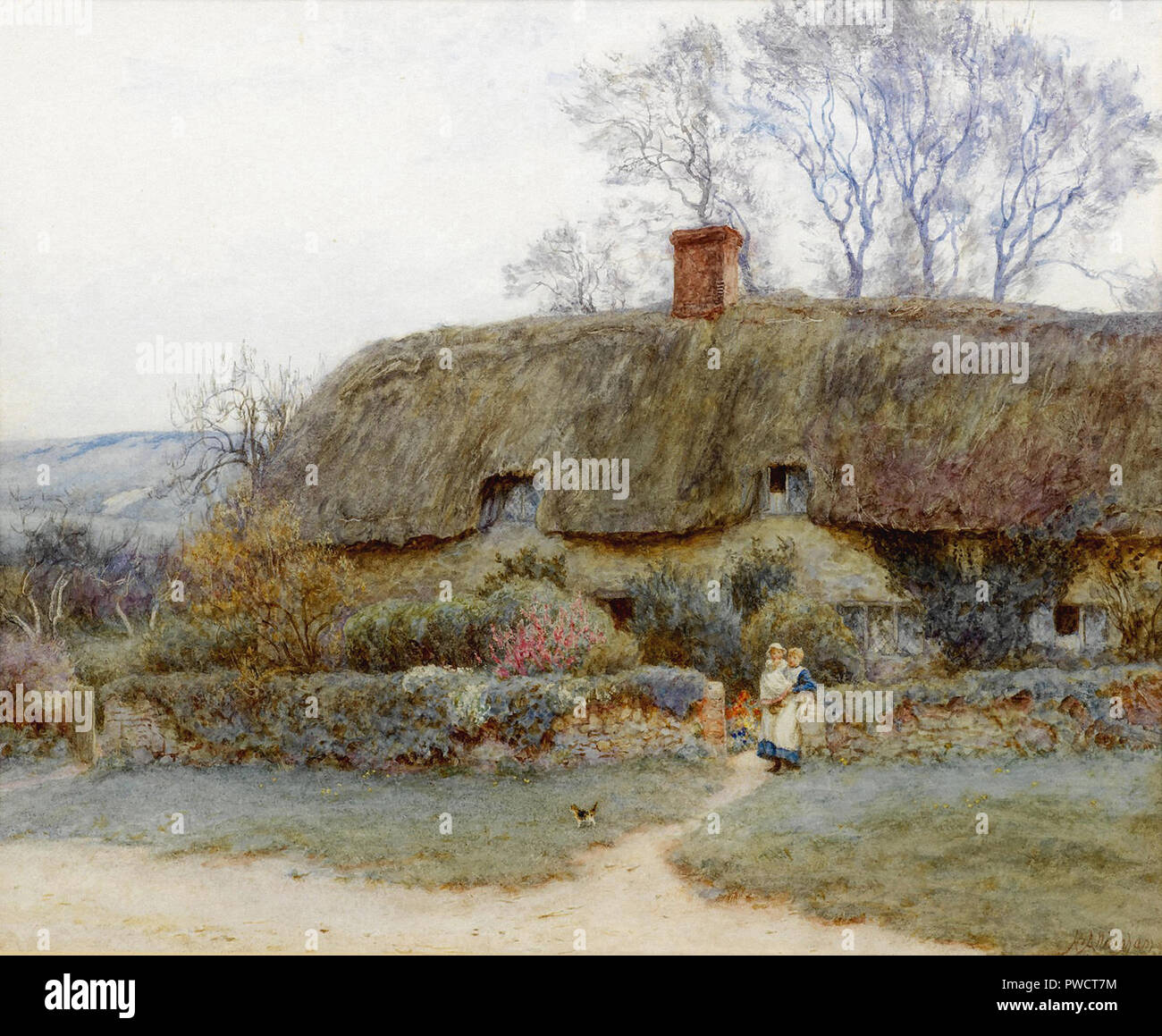 Allingham Helen - Cottage Scene on the Isle of Wight Stock Photo - Alamy