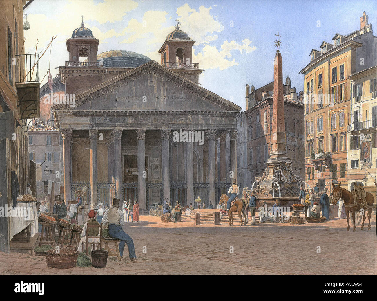 Alt Jacob - Das Pantheon Und Die Piazza Della Rotonda in Rom Stock ...