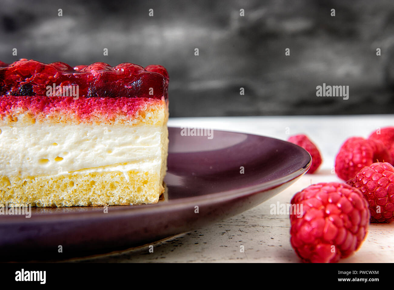 Raspberry Yoghurt cake Stock Photo - Alamy