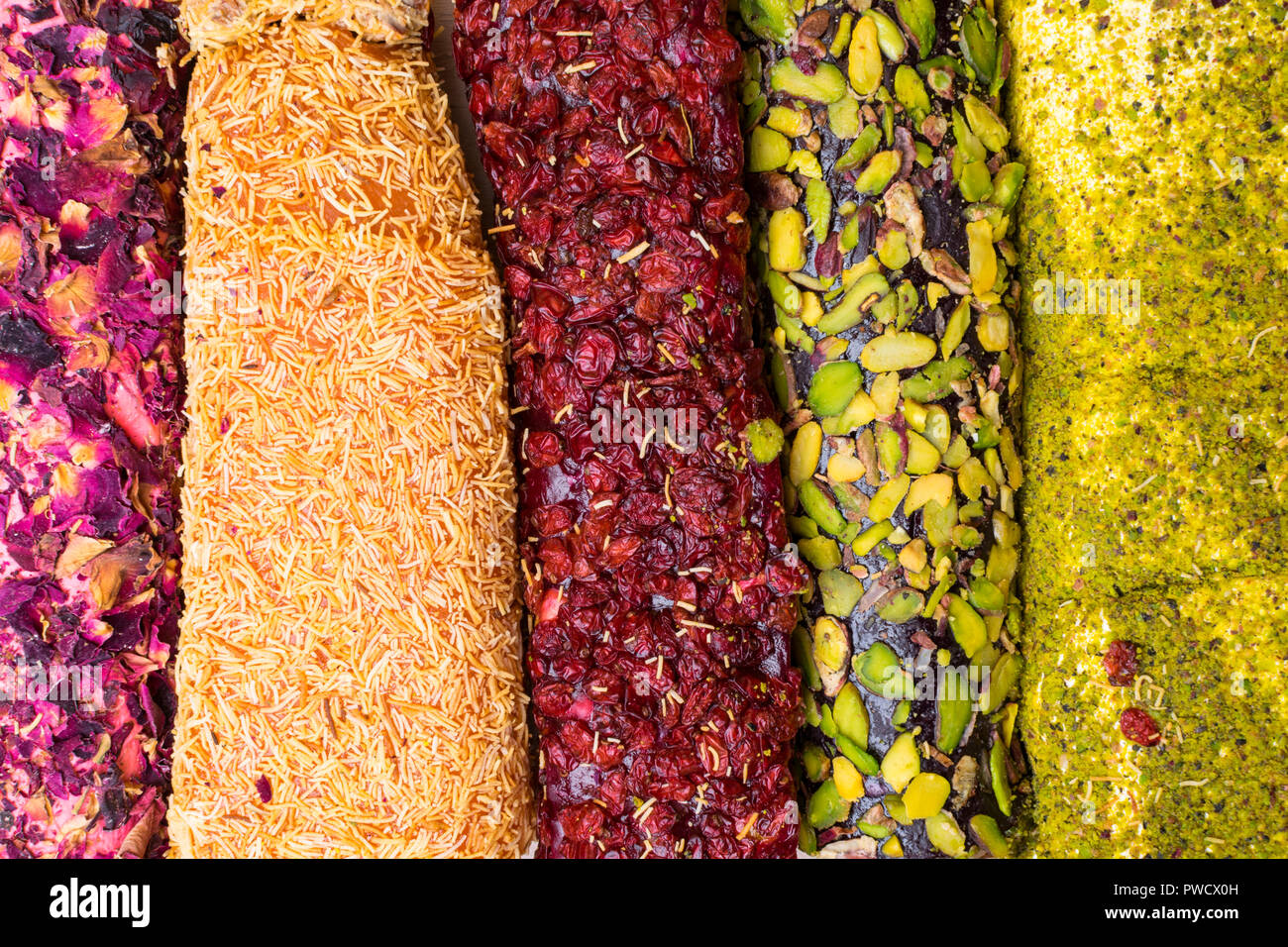 Assorted traditional Turkish Delight bars Sugar coated soft candy Stock ...