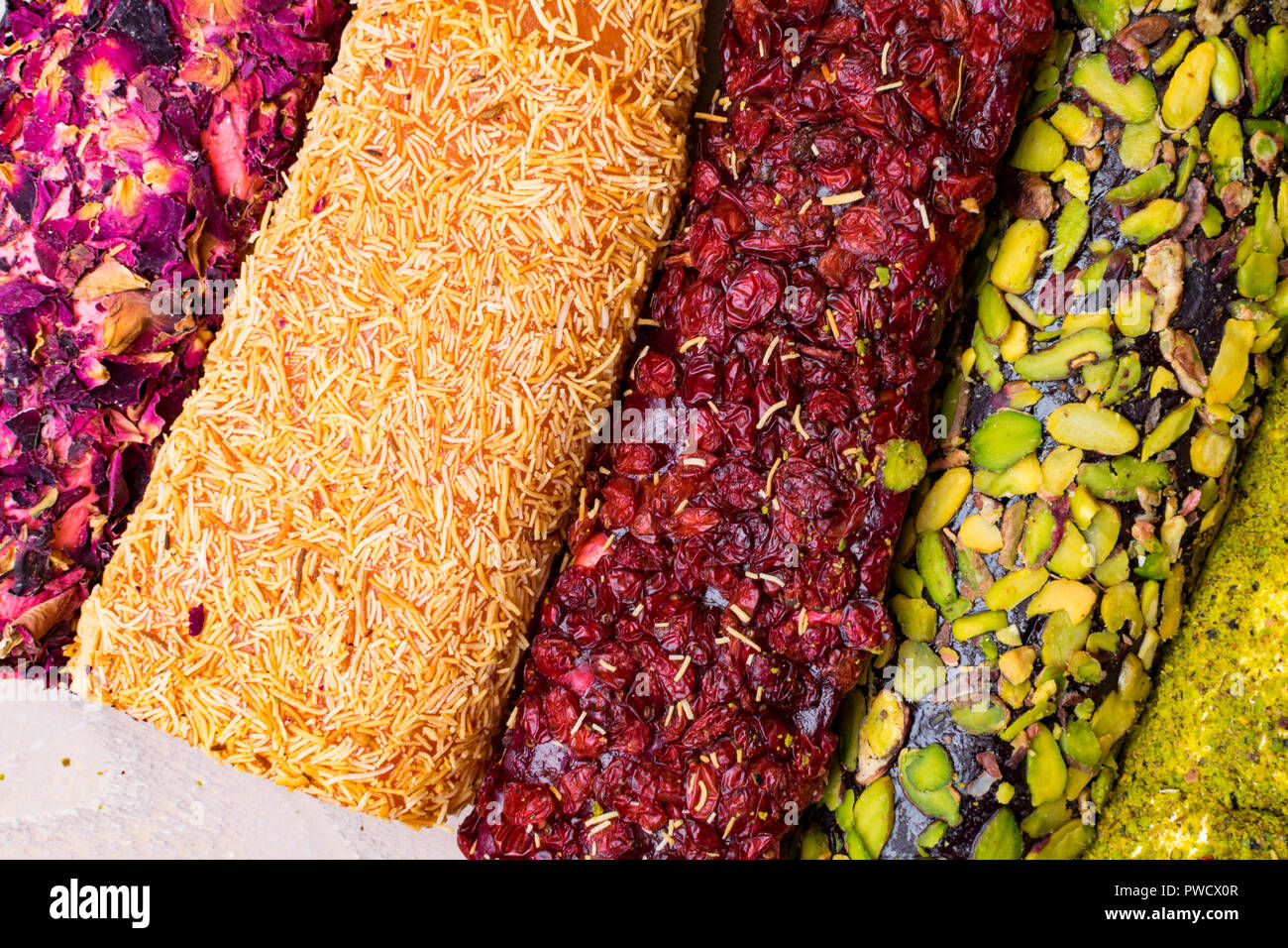 Assorted traditional Turkish Delight bars Sugar coated soft candy Stock ...