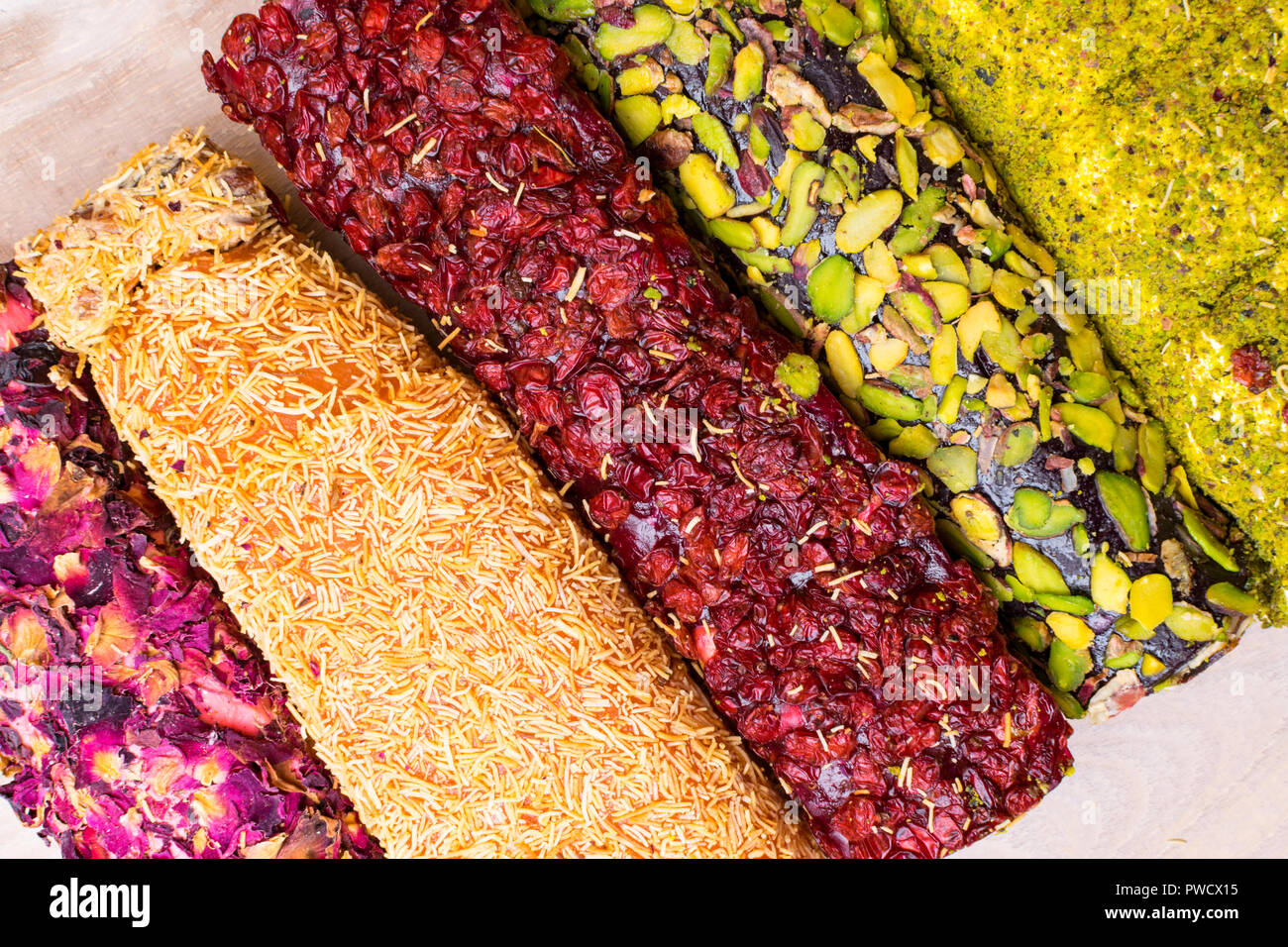 Assorted traditional Turkish Delight bars Sugar coated soft candy Stock ...