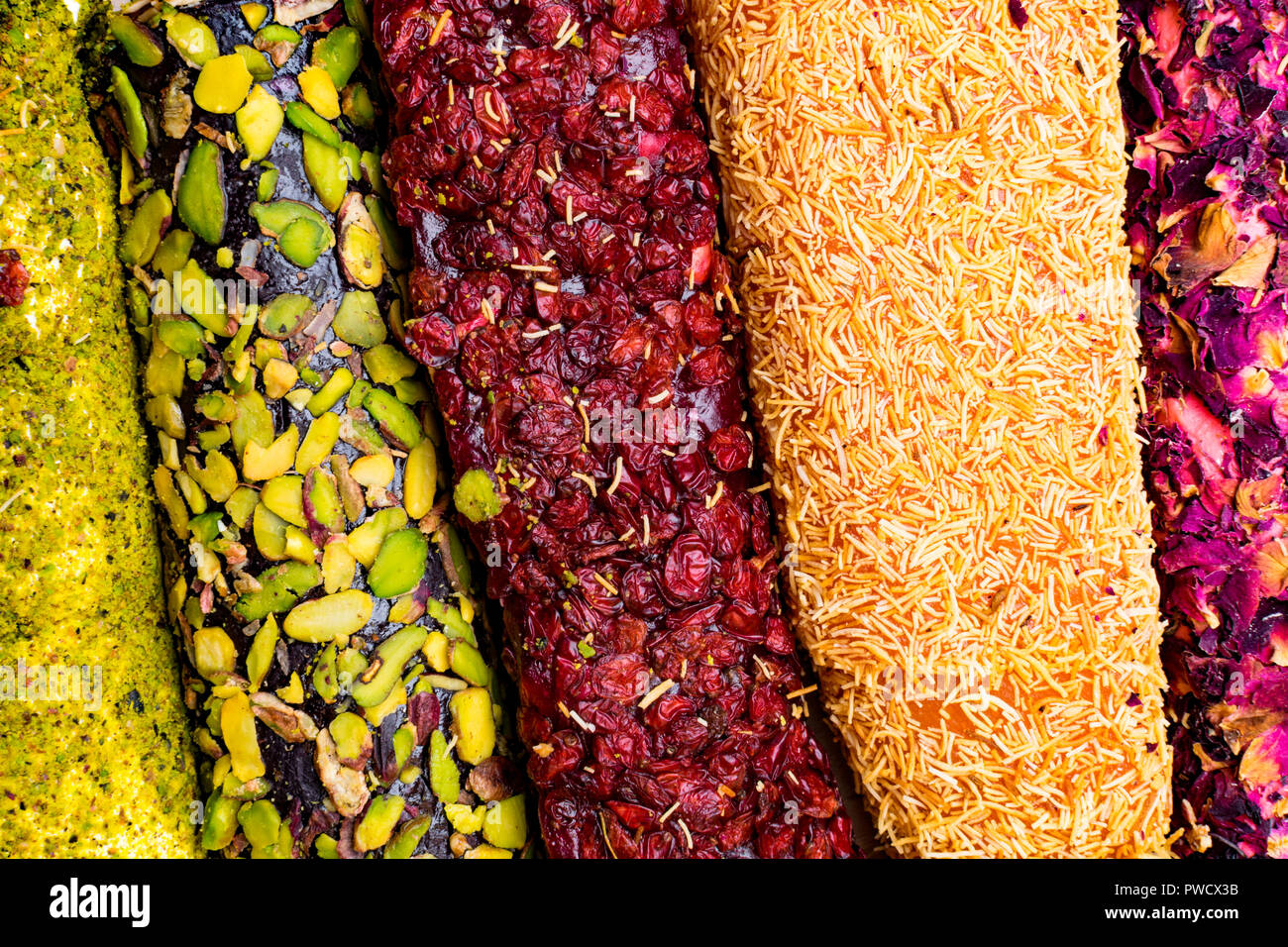 Assorted traditional Turkish Delight bars Sugar coated soft candy Stock ...