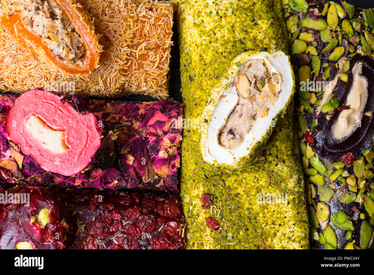 Assorted traditional Turkish Delight bars Sugar coated soft candy Stock ...